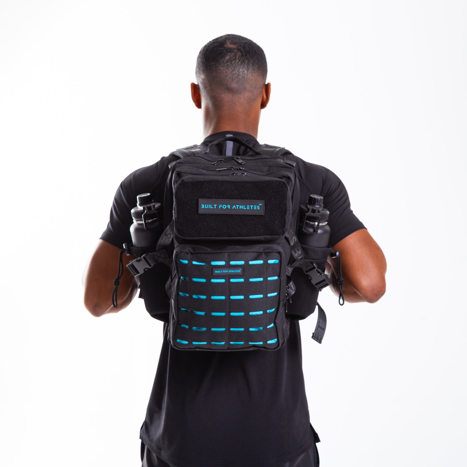 Medium Black & Aqua 25L Gym Backpack – Built for Athletes™