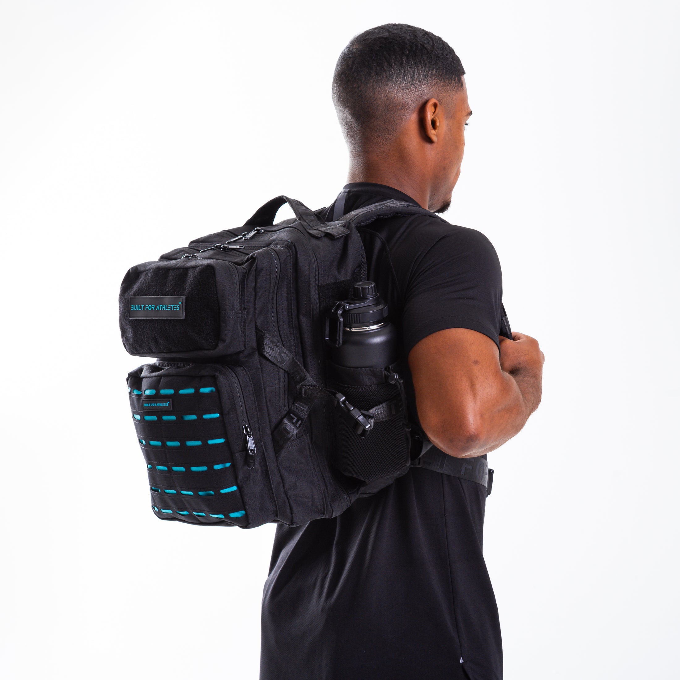 Medium Black & Aqua 25L Gym Backpack – Built for Athletes™