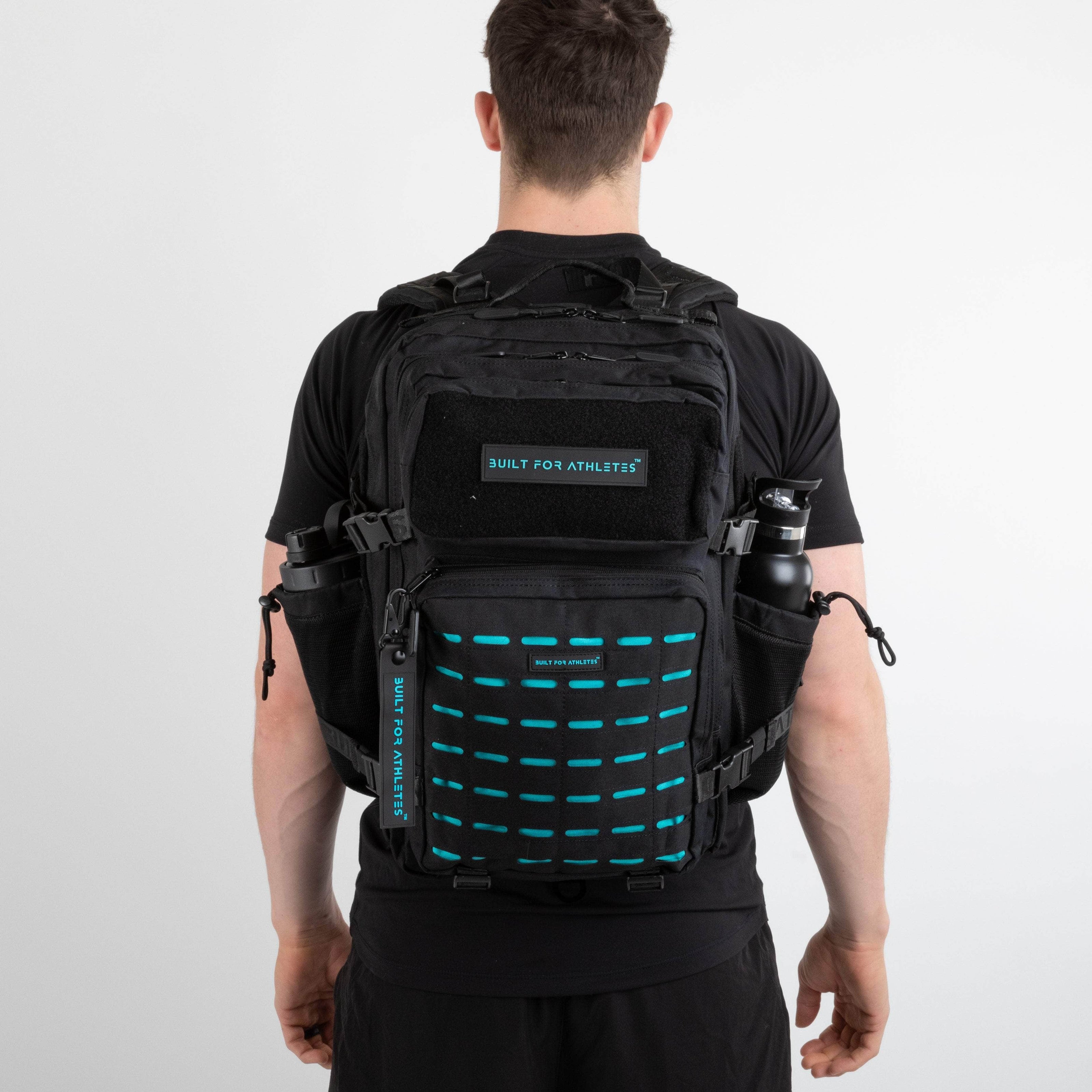 Large Black & Aqua 45L Gym Backpack – Built for Athletes™