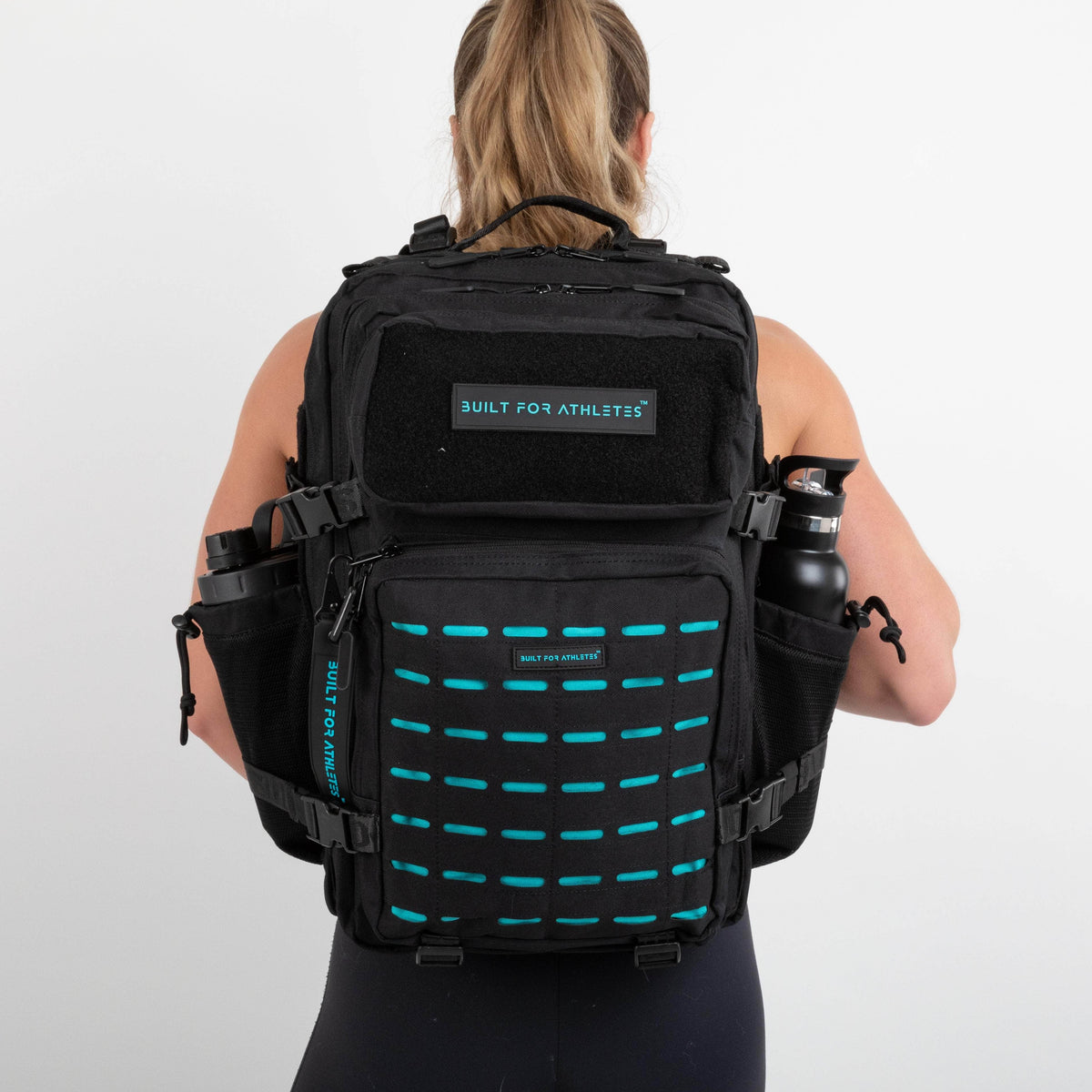 Large Black & Aqua 45L Gym Backpack – Built for Athletes™